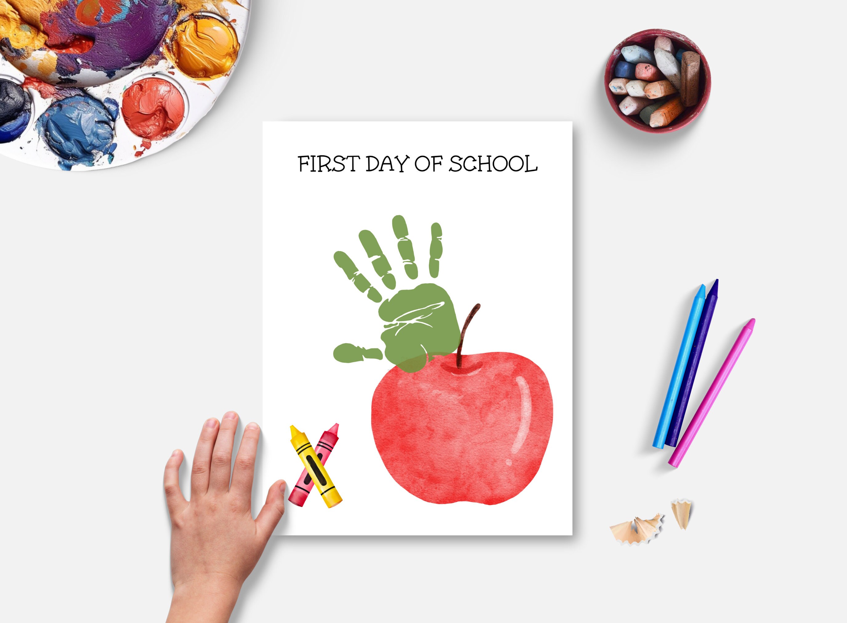 First Day of School Handprint Art, Back to School Printable, Kids ...
