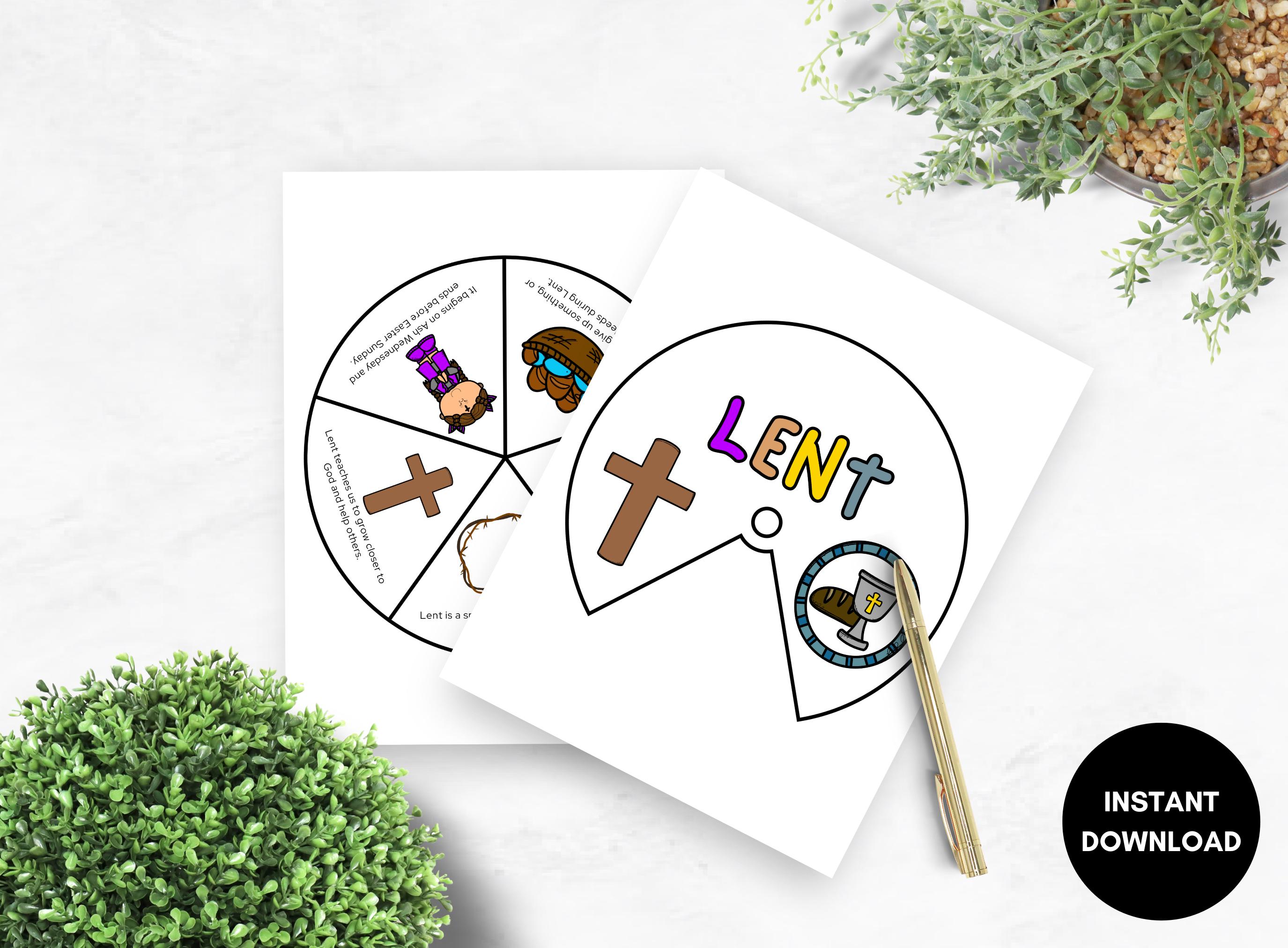 Lent Bible Coloring Wheel, Printable Sunday School Craft, Kids Holy ...