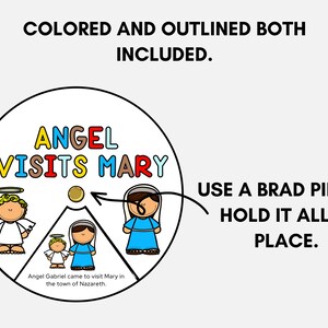 Angel Gabriel Visits Mary, Printable Nativity Bible Story Coloring ...