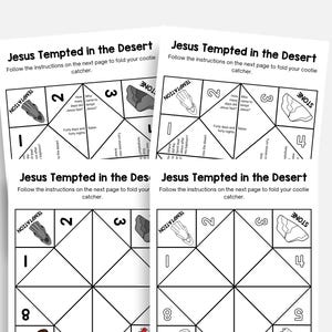 Jesus is Tempted in the Desert, Printable Bible Story Cootie Catcher ...