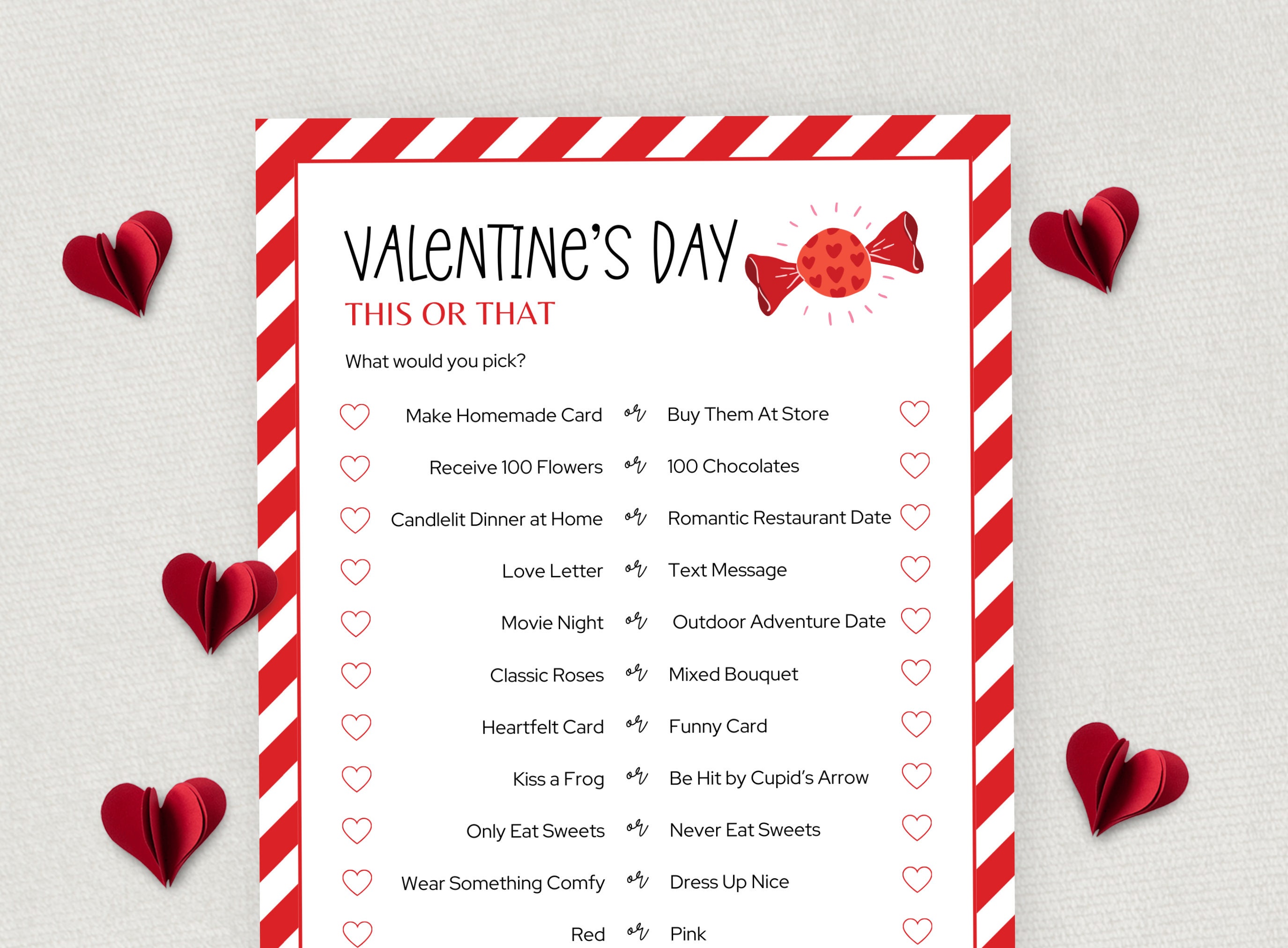 Valentines This or That Game, Printable V Day Would You Rather ...