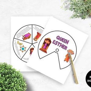 Queen Esther, Printable Bible Coloring Wheel, Sunday School Craft, Kids ...