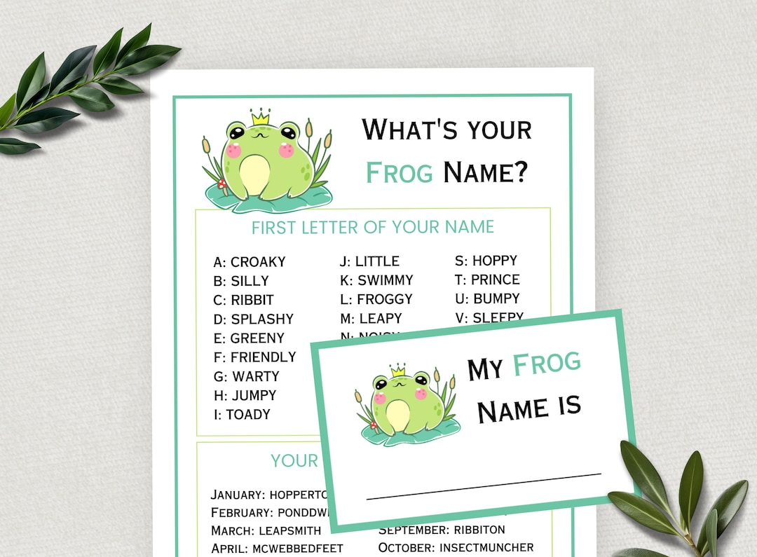 What's Your Frog Name, Fun Birthday Party Game for Kids and Adults ...