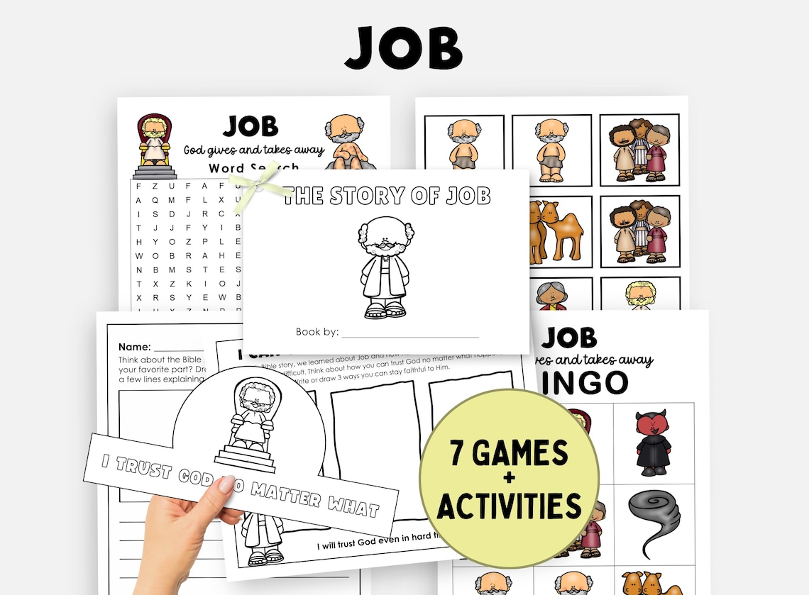 The Story of Job Bible Lesson, VBS Activity Pack, Sunday School Crafts ...
