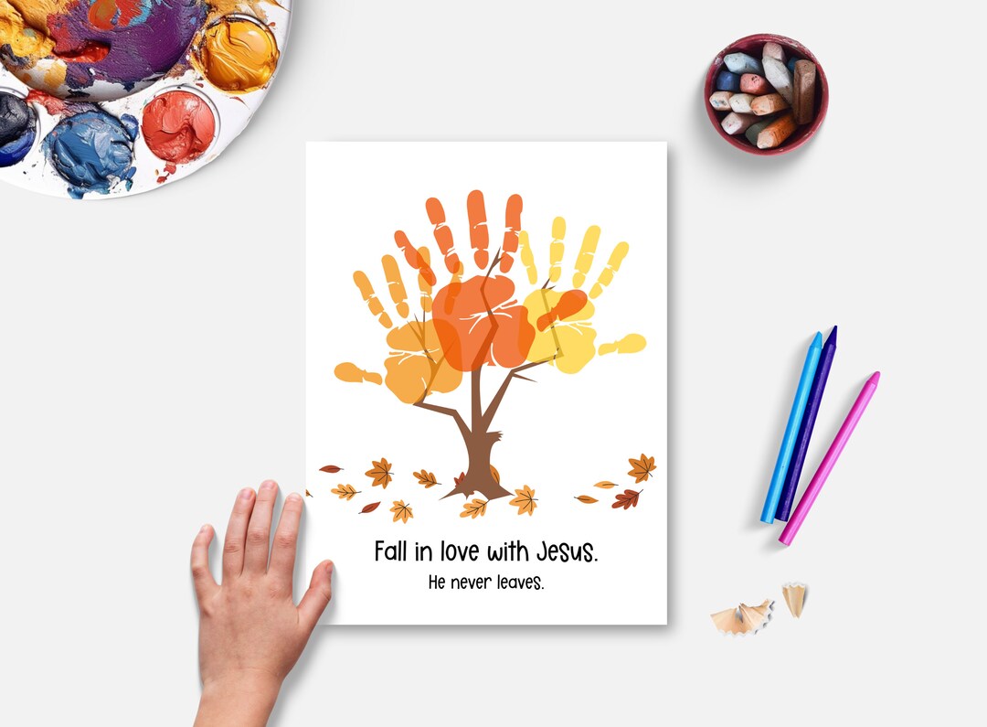 Fall in Love With Jesus Handprint Art, Fall Christian Craft, Printable ...