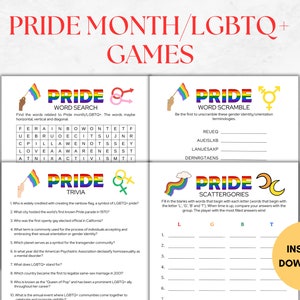 8 Printable Pride Month Party Games, LGBTQ+ Pride Games Bundle, LGBTQ ...