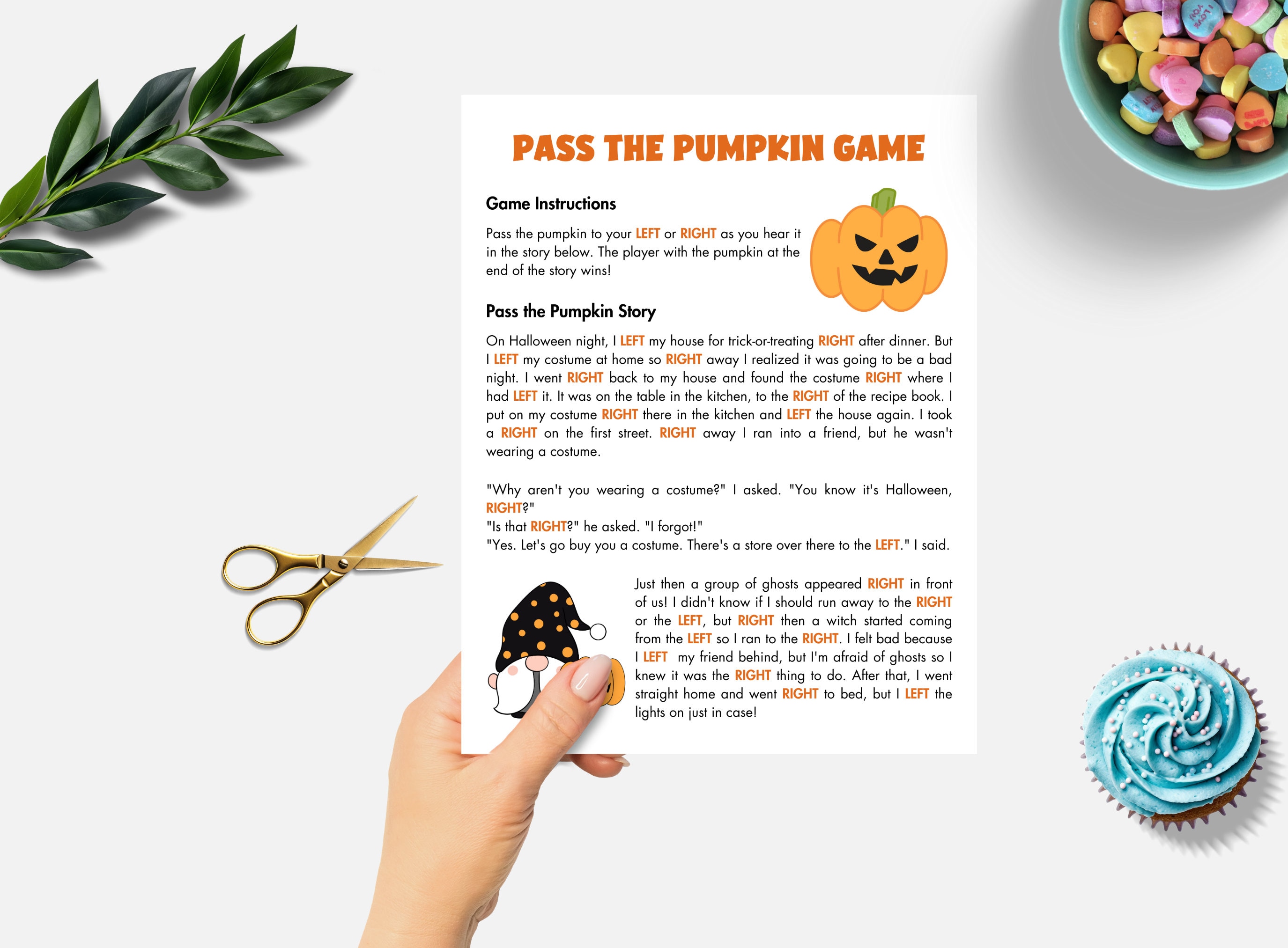 Pass the Pumpkin Game, Printable Halloween Left Right Game, Pass the ...