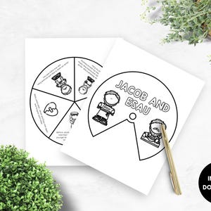 Jacob and Esau, Bible Coloring Wheel Printable, Sunday School Craft ...