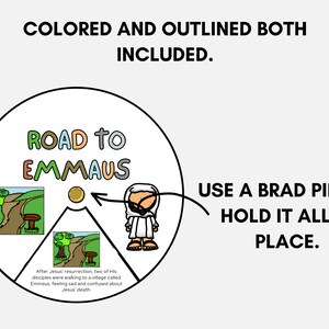 Road to Emmaus, Printable Bible Coloring Wheel, Sunday School Craft ...