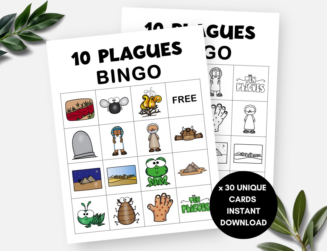 The Ten Plagues of Egypt, Moses Bible Story Bingo Cards, Printable ...