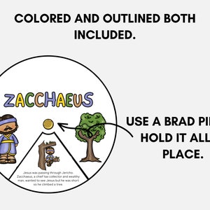 Zacchaeus, Printable Bible Coloring Wheel, Sunday School Craft, Kids ...