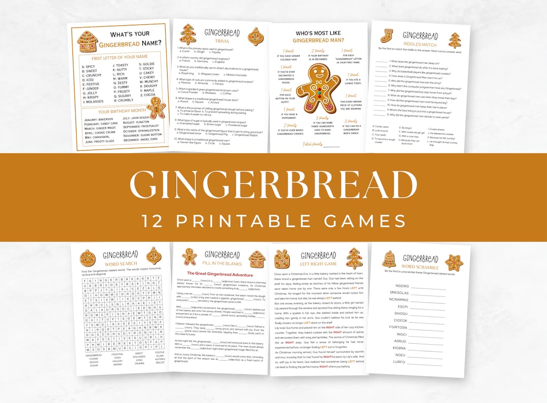 12 Printable Gingerbread Games, Fun Christmas Activities for Kids and ...
