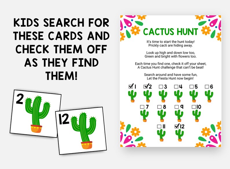 Cactus Scavenger Hunt, Cinco De Mayo Games, Kids Fiesta Party Game ...