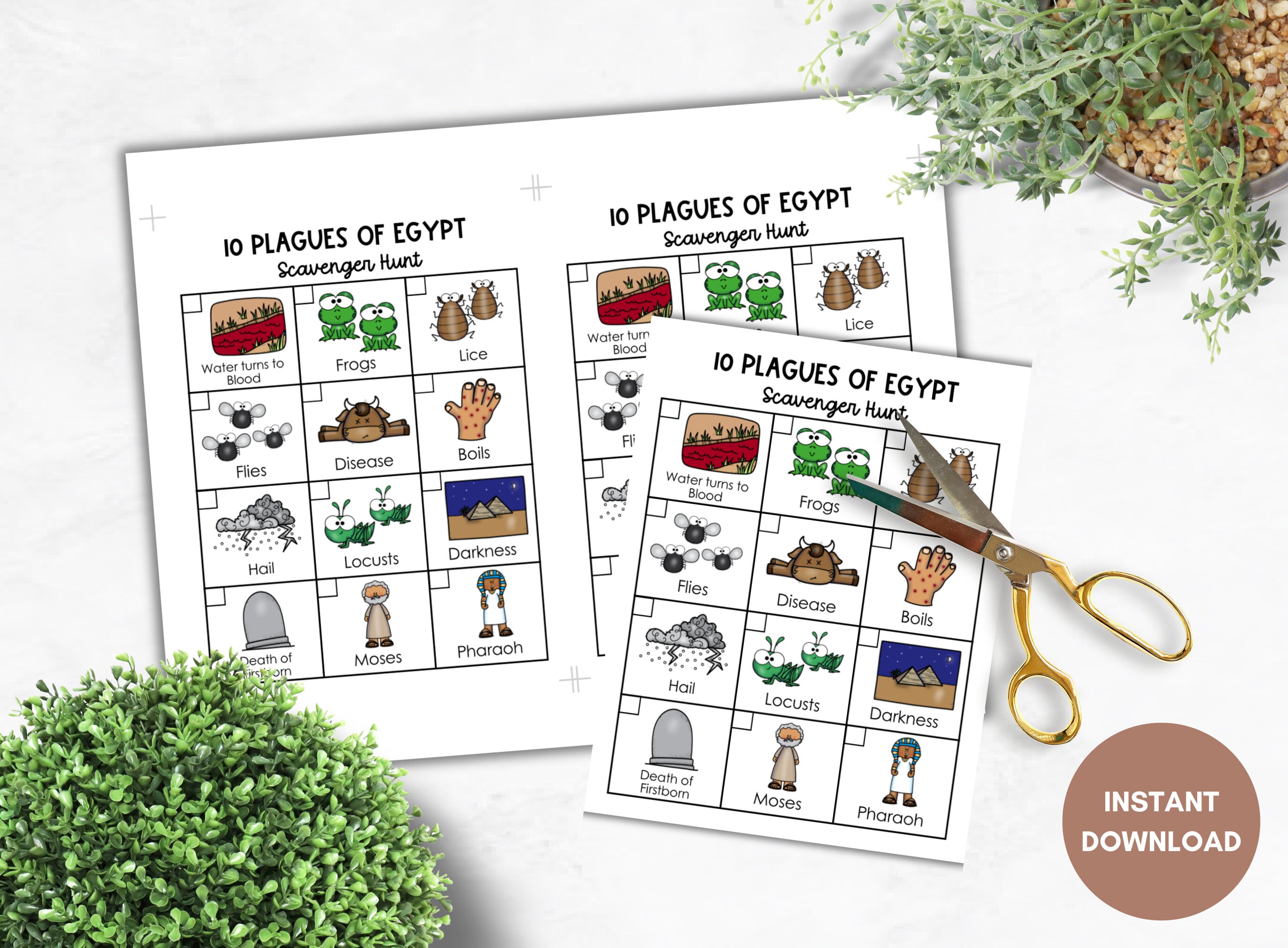 The Ten Plagues, Moses Bible Story, Printable Bible Scavenger Hunt ...