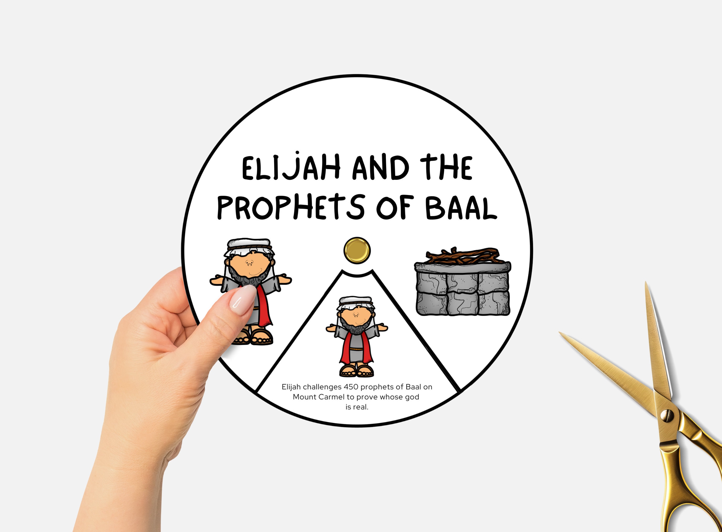 Elijah and the Prophets of Baal, Printable Bible Coloring Wheel, Sunday ...