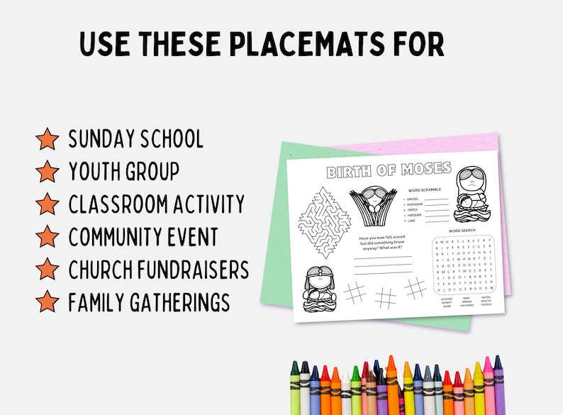 Birth of Moses, Printable Moses Story Bible Placemat, Sunday School ...