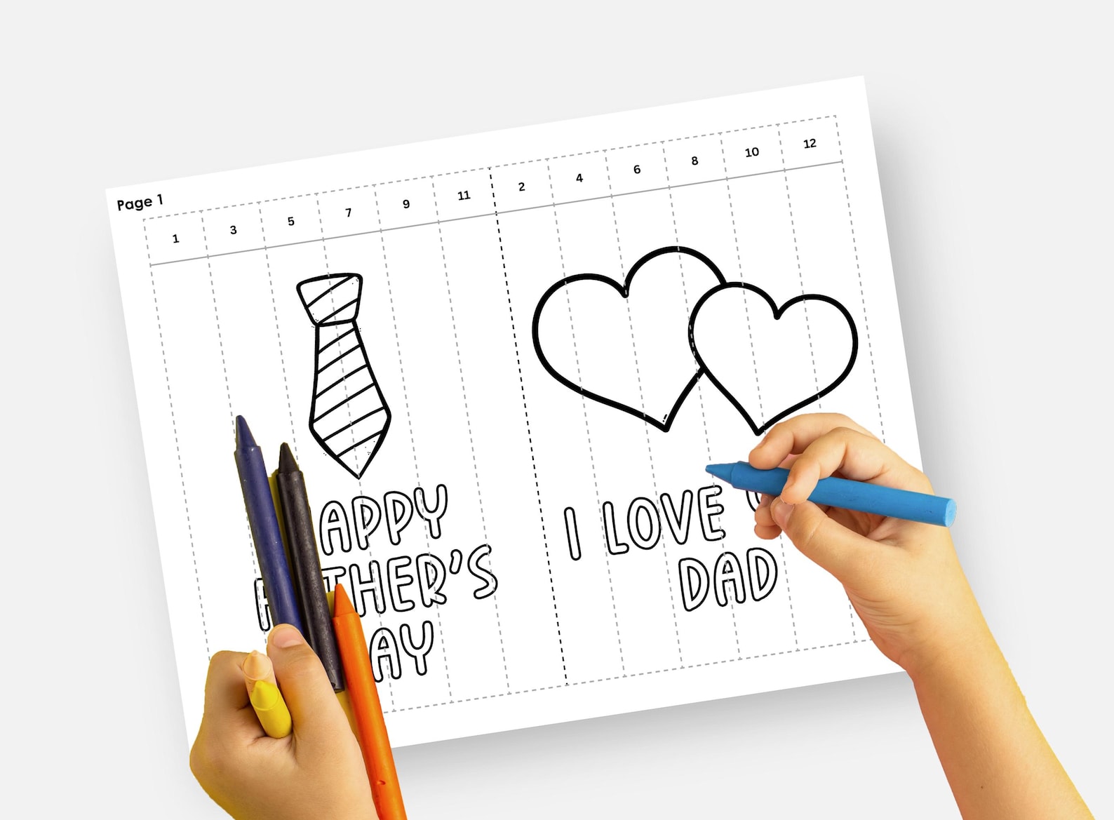Father's Day Craft, Printable Agamograph, Easy 2 Way Picture Coloring ...