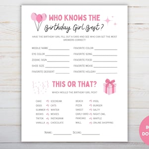 Who Knows the Birthday Girl Best, How Well Do You Know Her, Pink ...