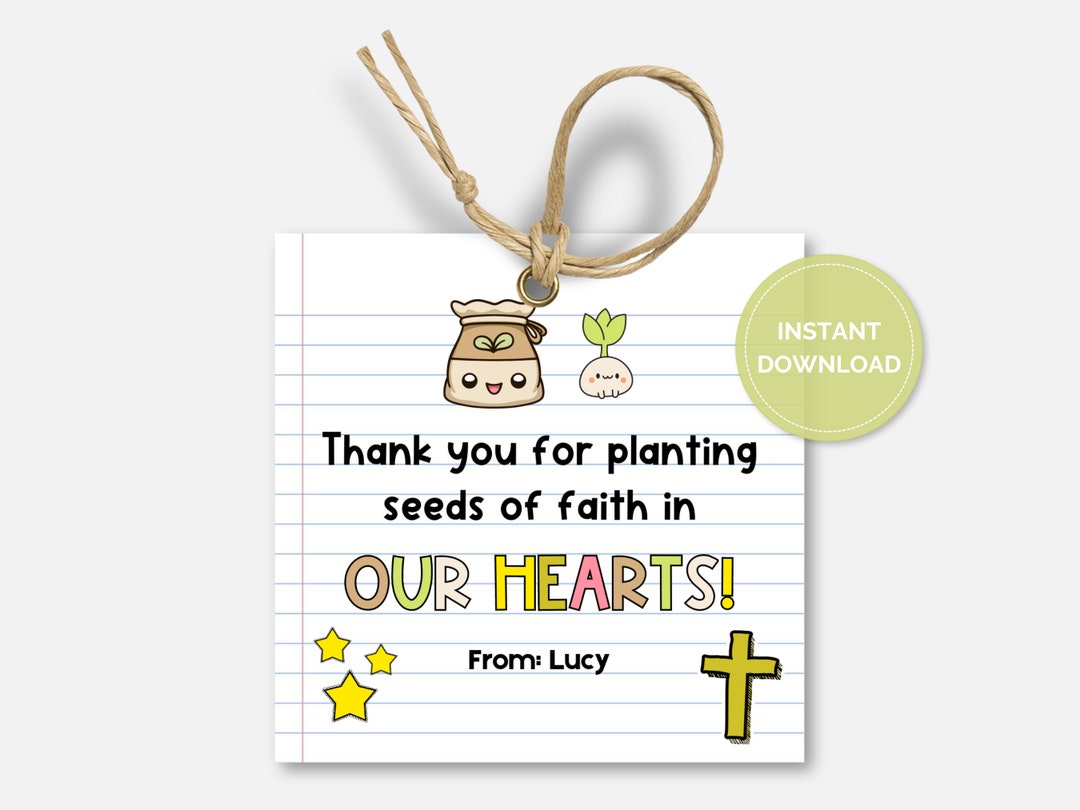 Sunday School Teacher Gift Tag, Printable Bible Study Religious Tags ...
