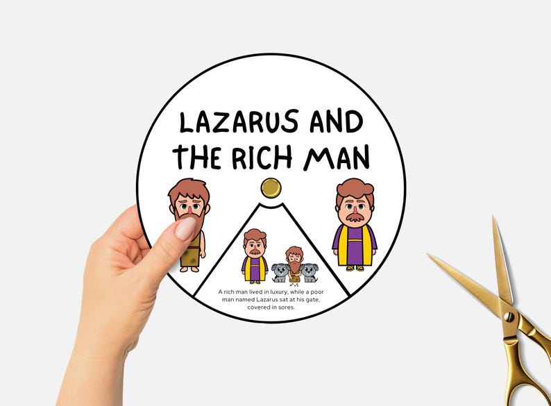 Lazarus and the Rich Man, Printable Bible Coloring Wheel, Sunday School ...