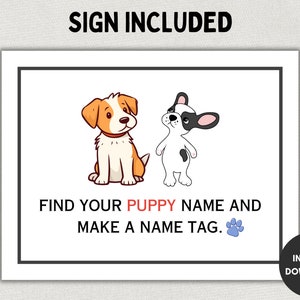 Whats Your Puppy Name, Name Sign & Tags, Dog Birthday Party Game ...