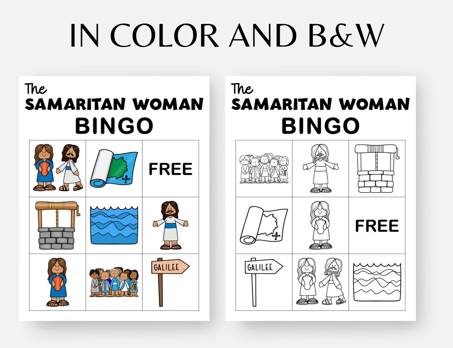 Jesus Talks to a Samaritan Woman, Bible Story Bingo Cards, Woman at the ...