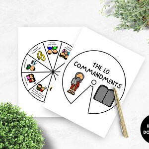 10 Commandments, Printable Bible Coloring Wheel, Sunday School Craft ...
