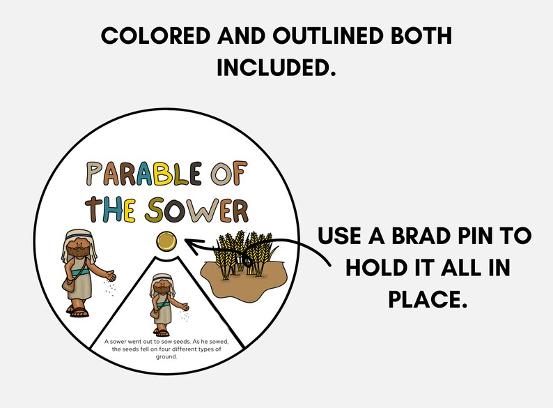 Parable of the Sower, Printable Bible Coloring Wheel, Sunday School ...