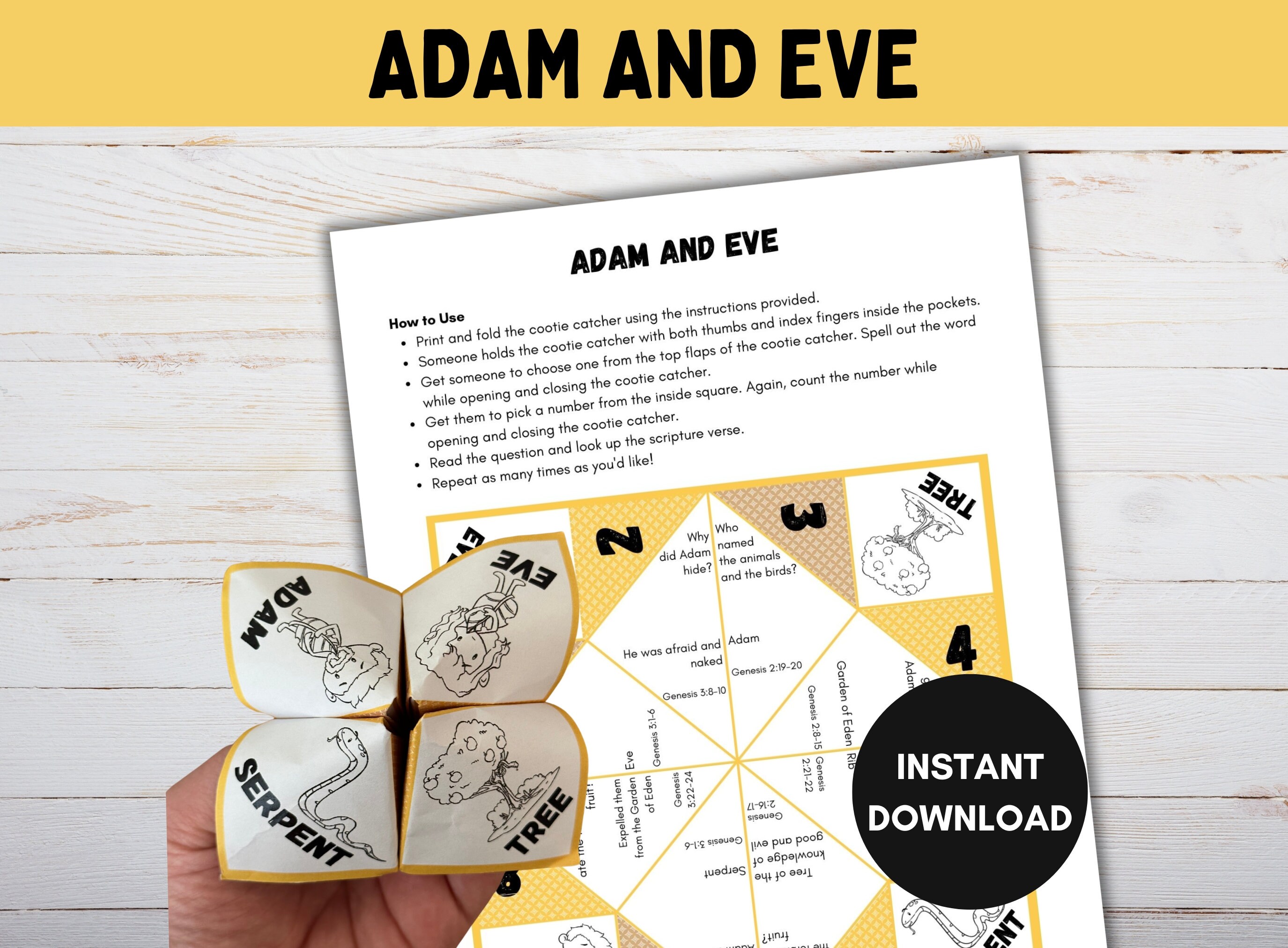 Adam and Eve, Sunday School Craft, Printable Bible Craft, Cootie ...
