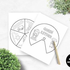 Queen Esther, Printable Bible Coloring Wheel, Sunday School Craft, Kids ...