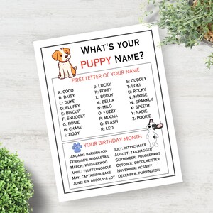 Whats Your Puppy Name, Name Sign & Tags, Dog Birthday Party Game ...