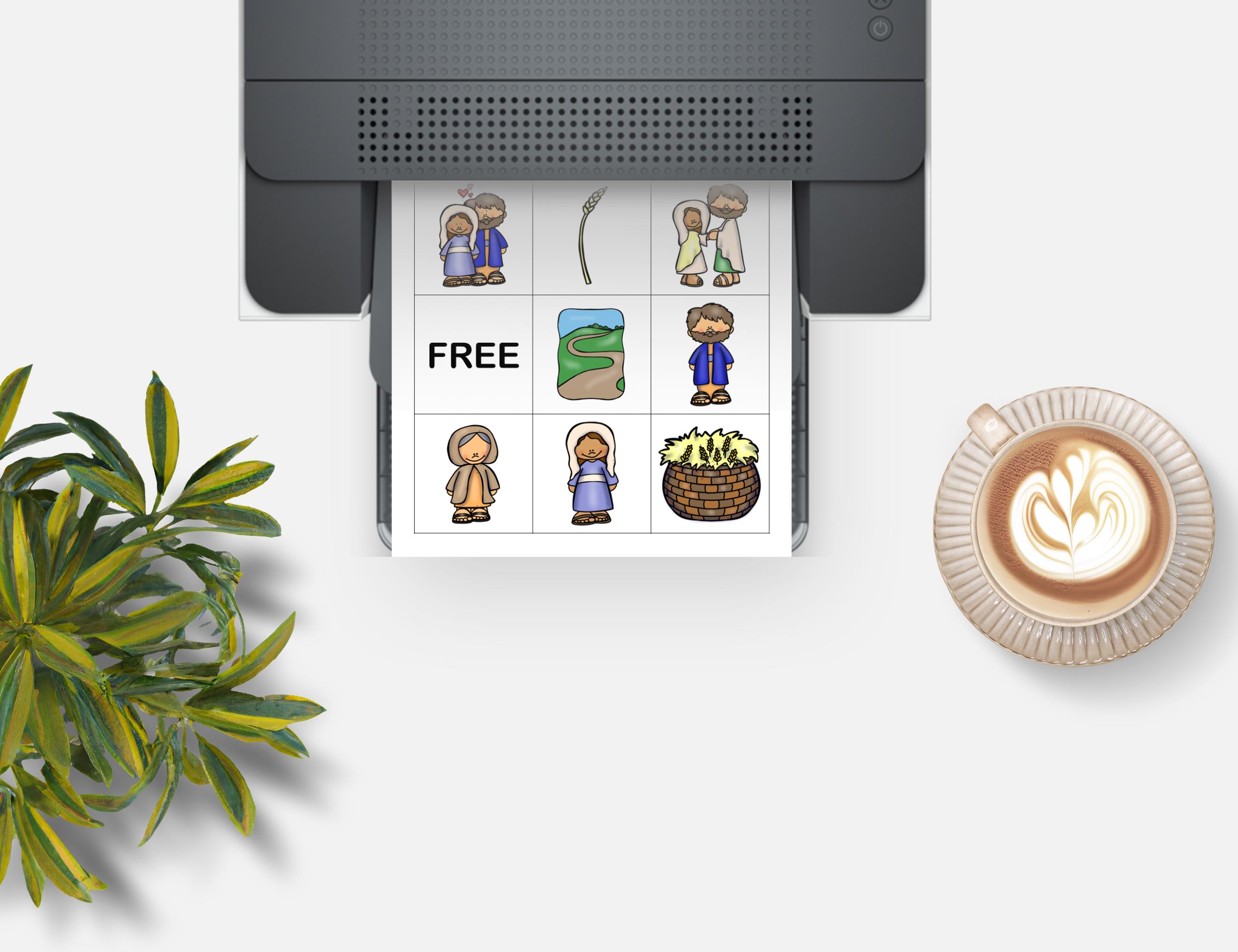 Ruth and Naomi, 30 Bible Story Bingo Cards, Printable Sunday School ...