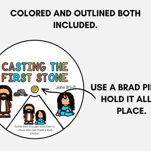 Casting the First Stone, Printable Bible Lesson Coloring Wheel, Sunday ...
