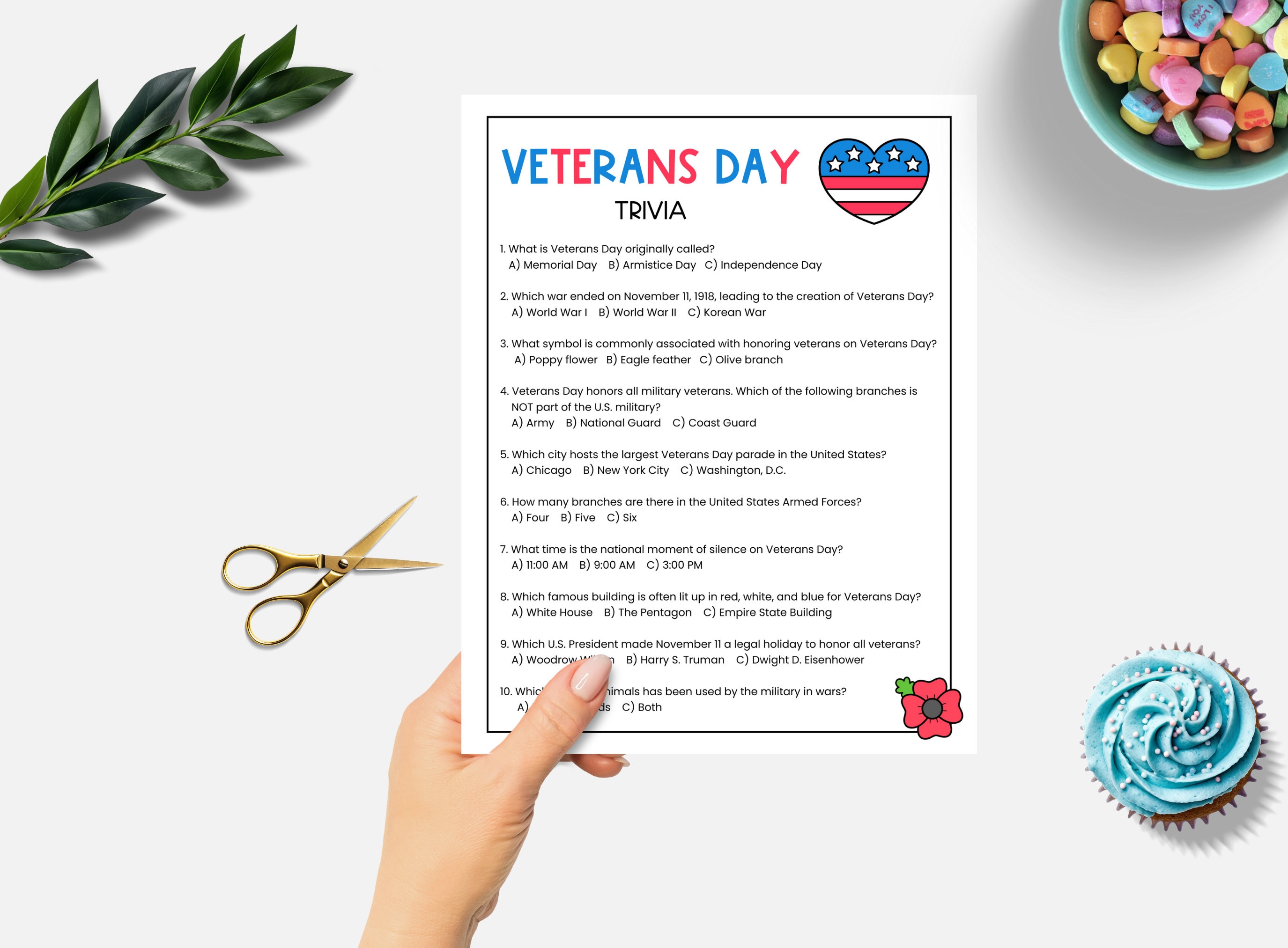 Veterans Day Trivia, Fun Printable Veterans Day Game for Kids and ...