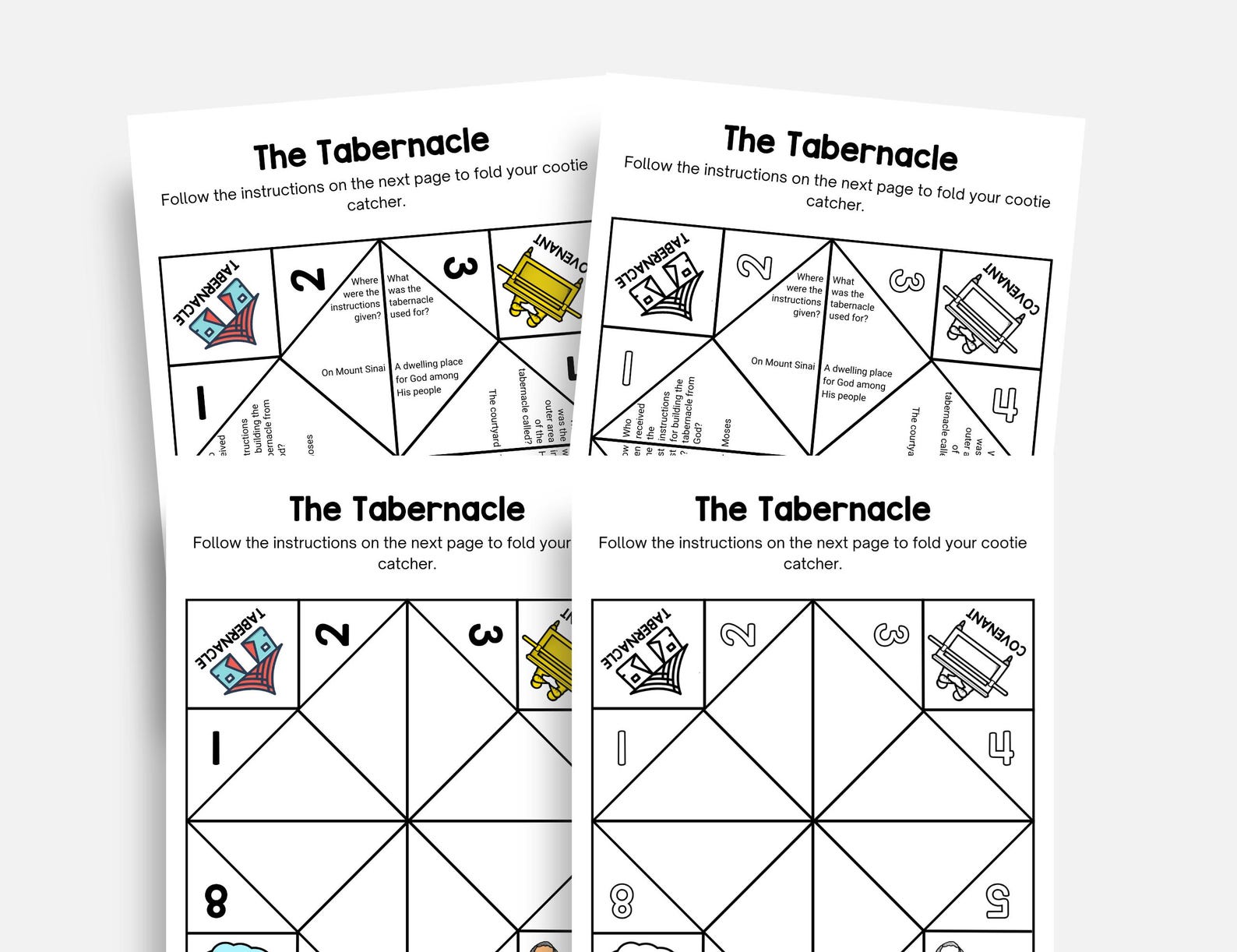 The Tabernacle, Bible Cootie Catcher Printable, Sunday School Craft ...