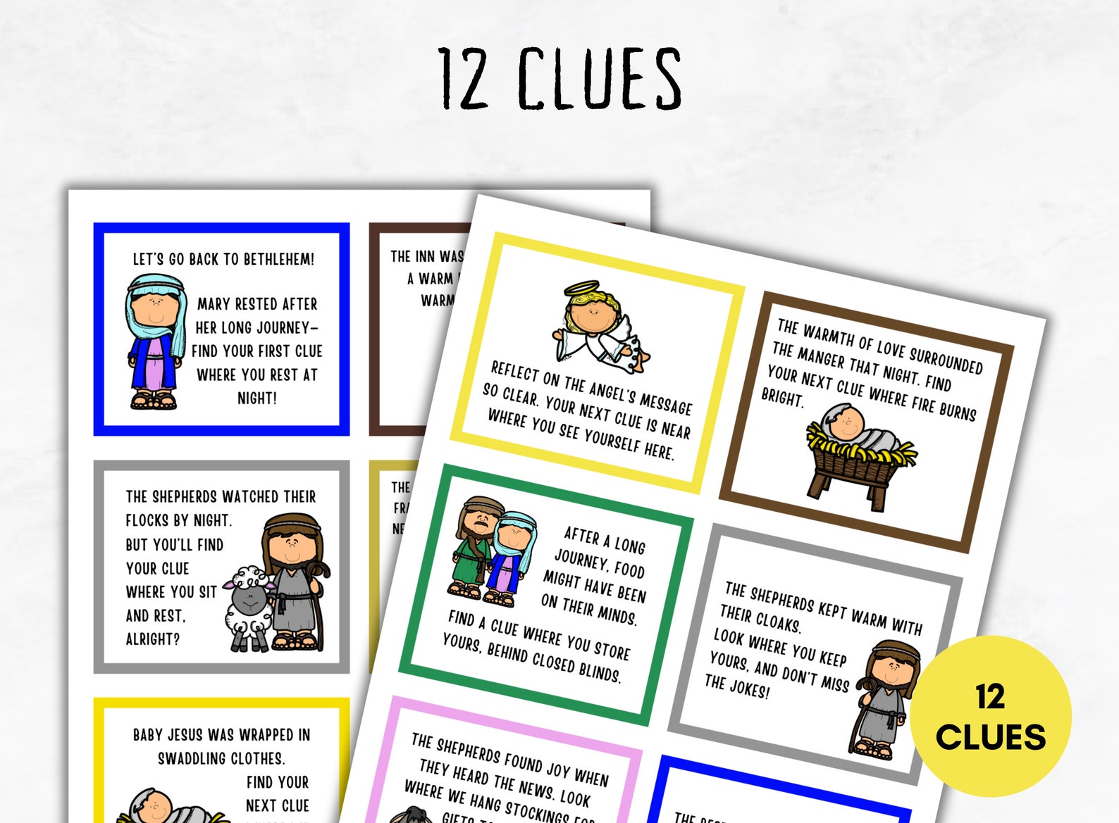 Nativity Scavenger Hunt, Printable Indoor Treasure Hunt Clues, Bible ...