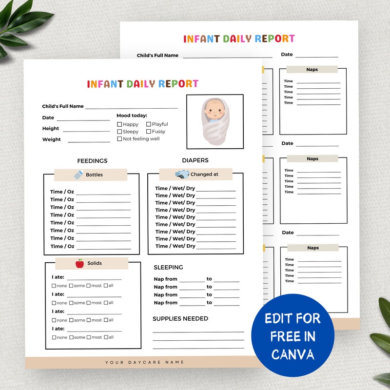 Infant Daily Report - Etsy