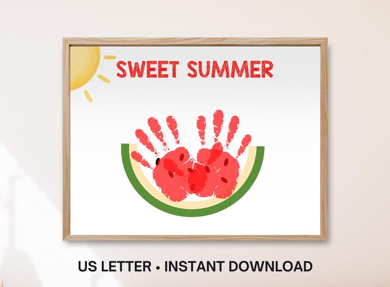 Summer Handprint Art, Easy Watermelon Handprint Craft, Toddler Baby ...
