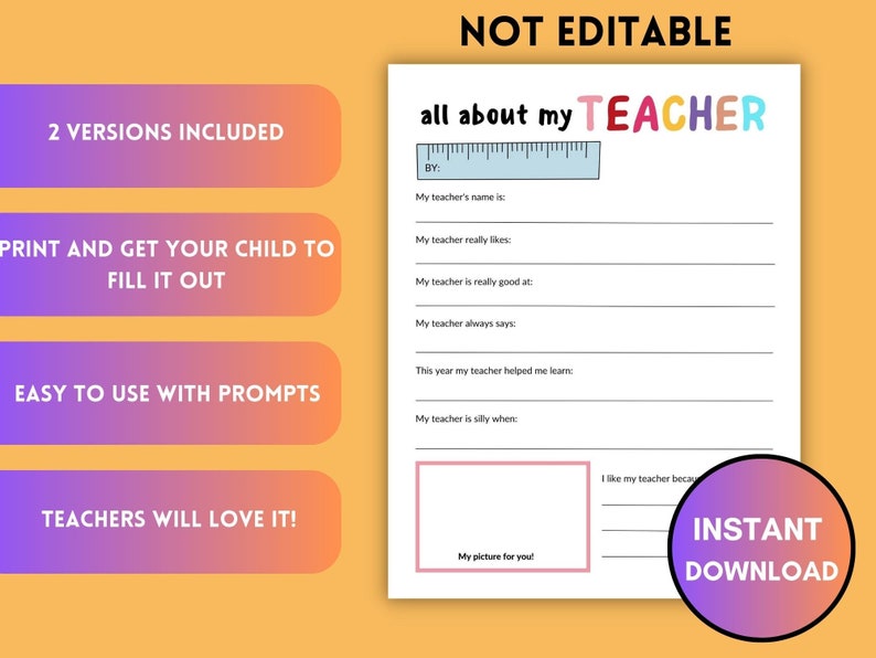 Teacher Appreciation Week, Printable Teacher Appreciation Gift, Thank ...