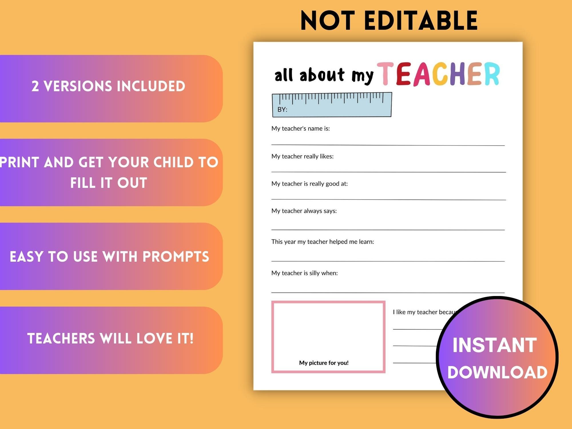 Teacher Appreciation Week, Printable Teacher Appreciation Gift, Thank ...