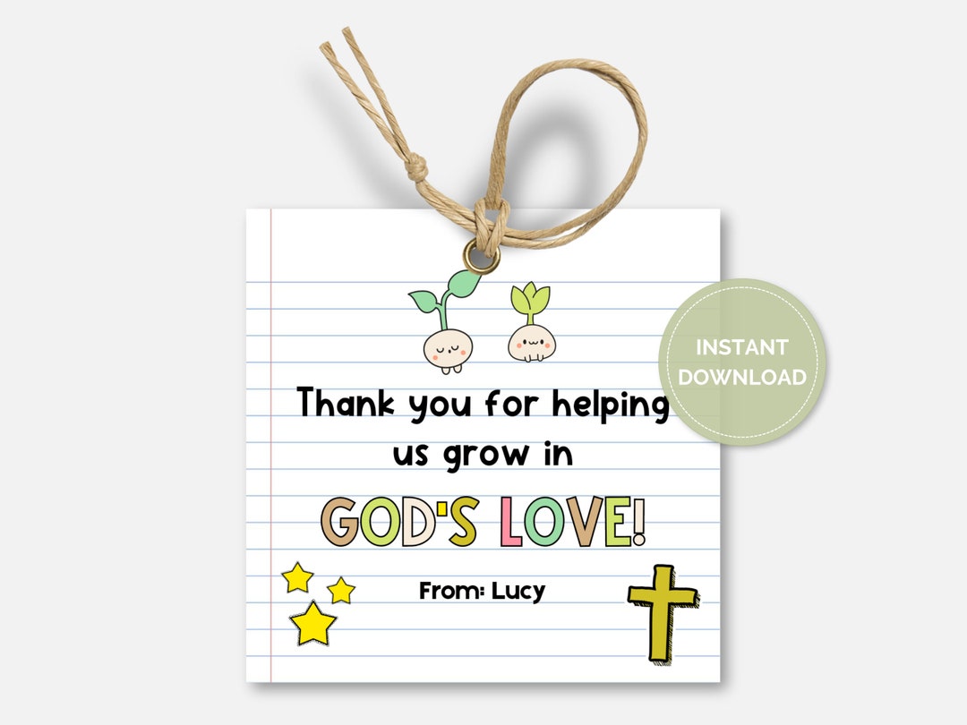 Sunday School Teacher Gift Tag, Printable Bible Study Religious Tags ...