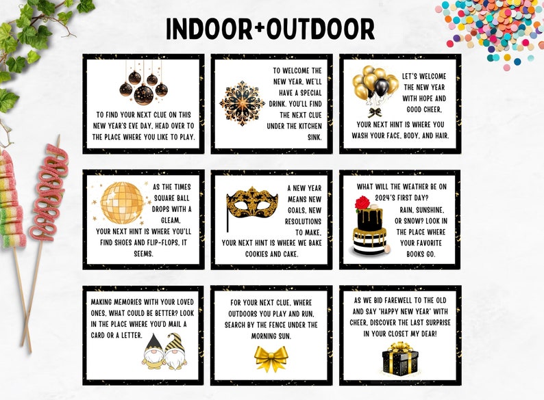 New Year's Eve Scavenger Hunt, Printable Indoor and Outdoor Treasure ...