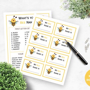 What's Your Bee Name, Bee Theme Party Game, Bee Birthday, Printable ...