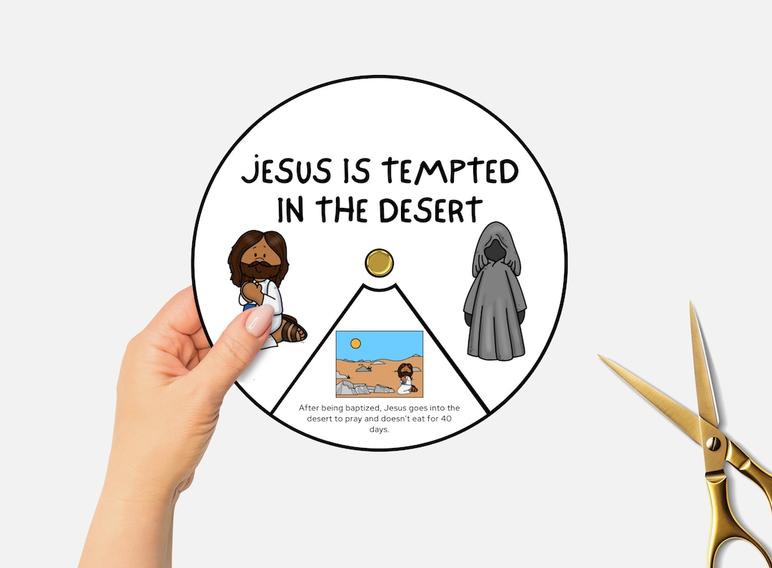 Jesus is Tempted in the Desert, Printable Bible Coloring Wheel, Sunday ...