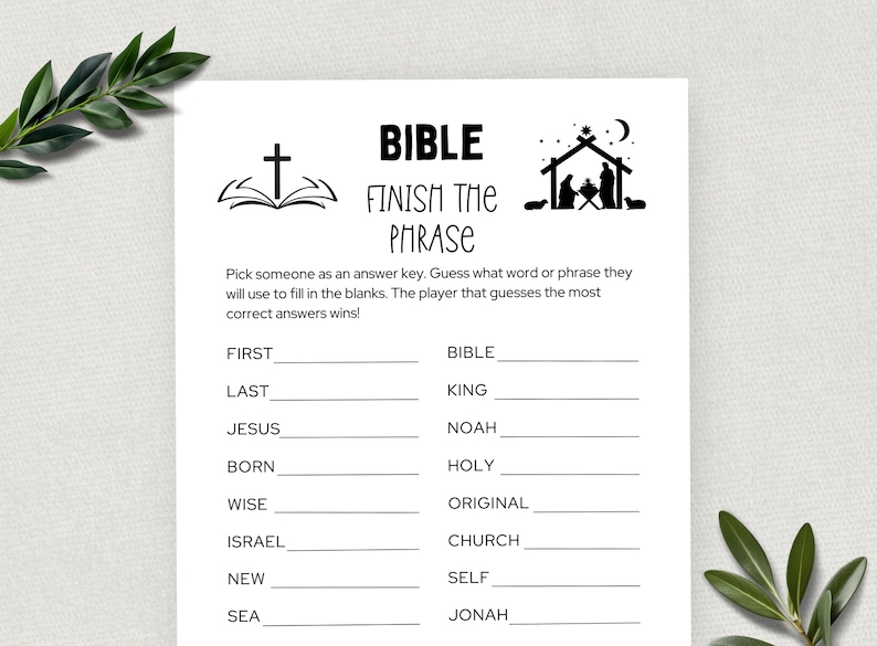 Printable Bible Finish the Phrase, Bible Games, Fun Christian Youth ...