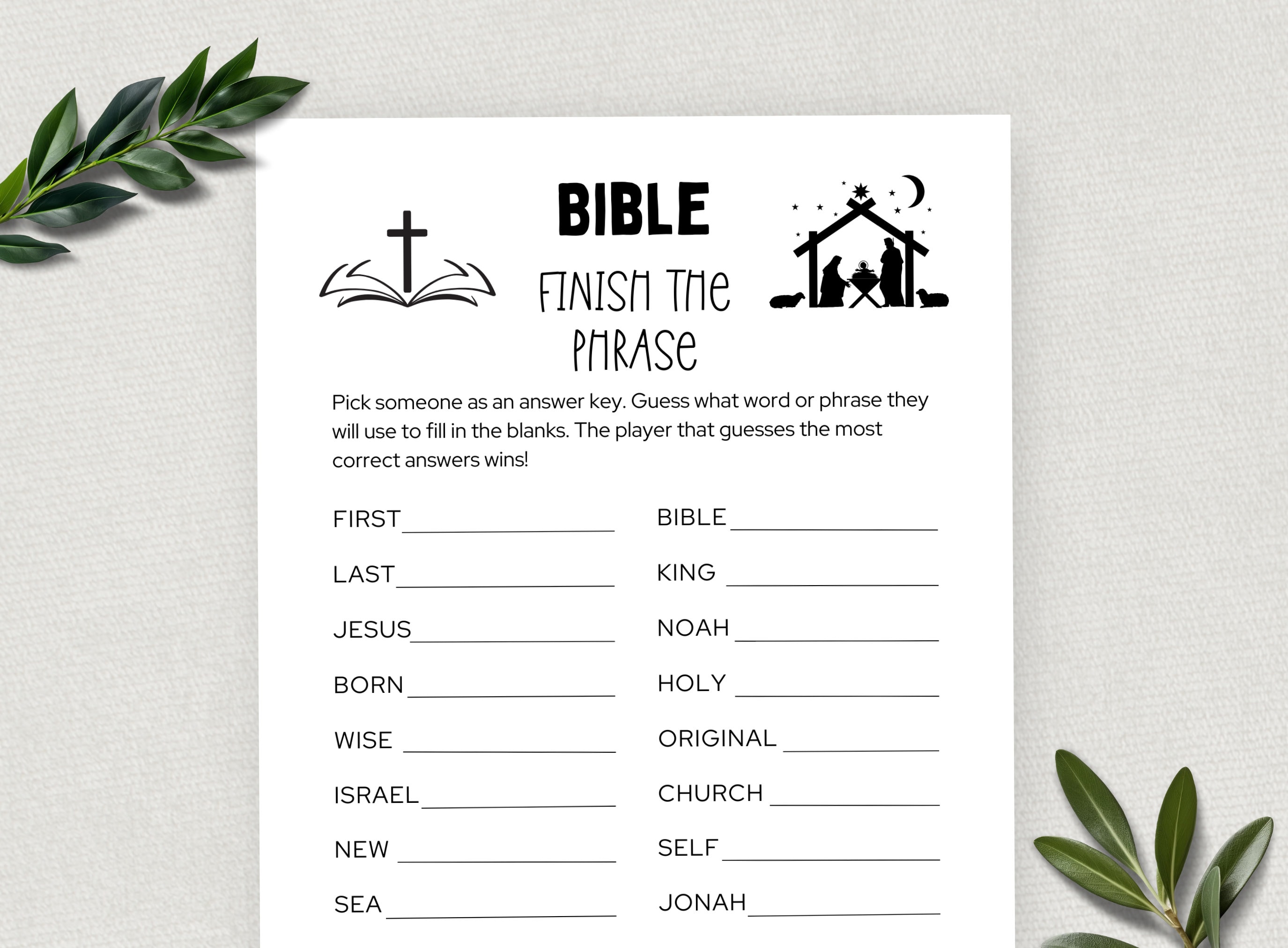 Printable Bible Finish the Phrase, Bible Games, Fun Christian Youth ...