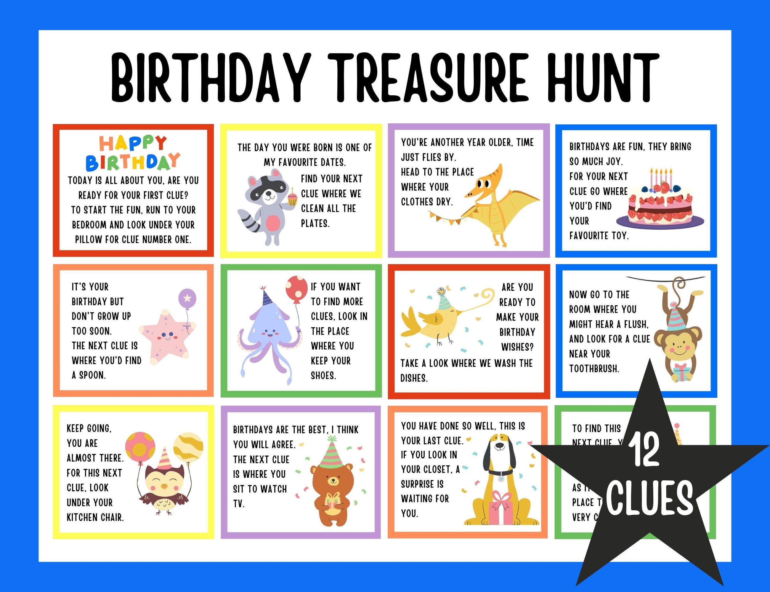 Birthday Scavenger Hunt for Kids, Birthday Treasure Hunt, Indoor ...