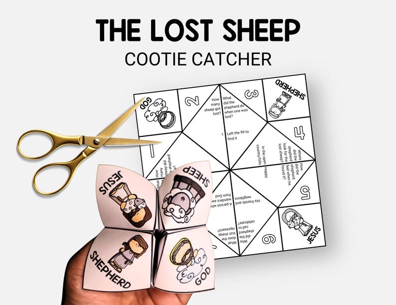 The Lost Sheep, Printable Jesus' Parables Cootie Catcher, Sunday School ...