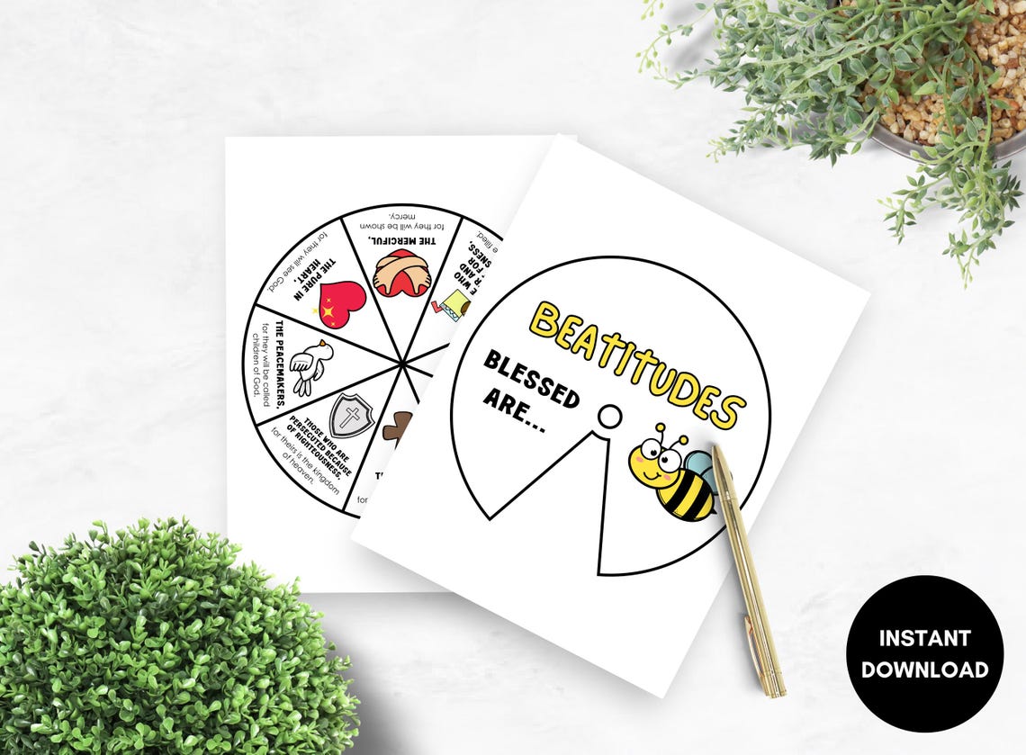 Beatitudes Spinning Wheel Craft, 8 Beatitudes Printable for Kids ...