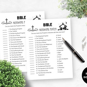 Printable Bible Nickname Matching Game, Bible Games, Fun Christian ...